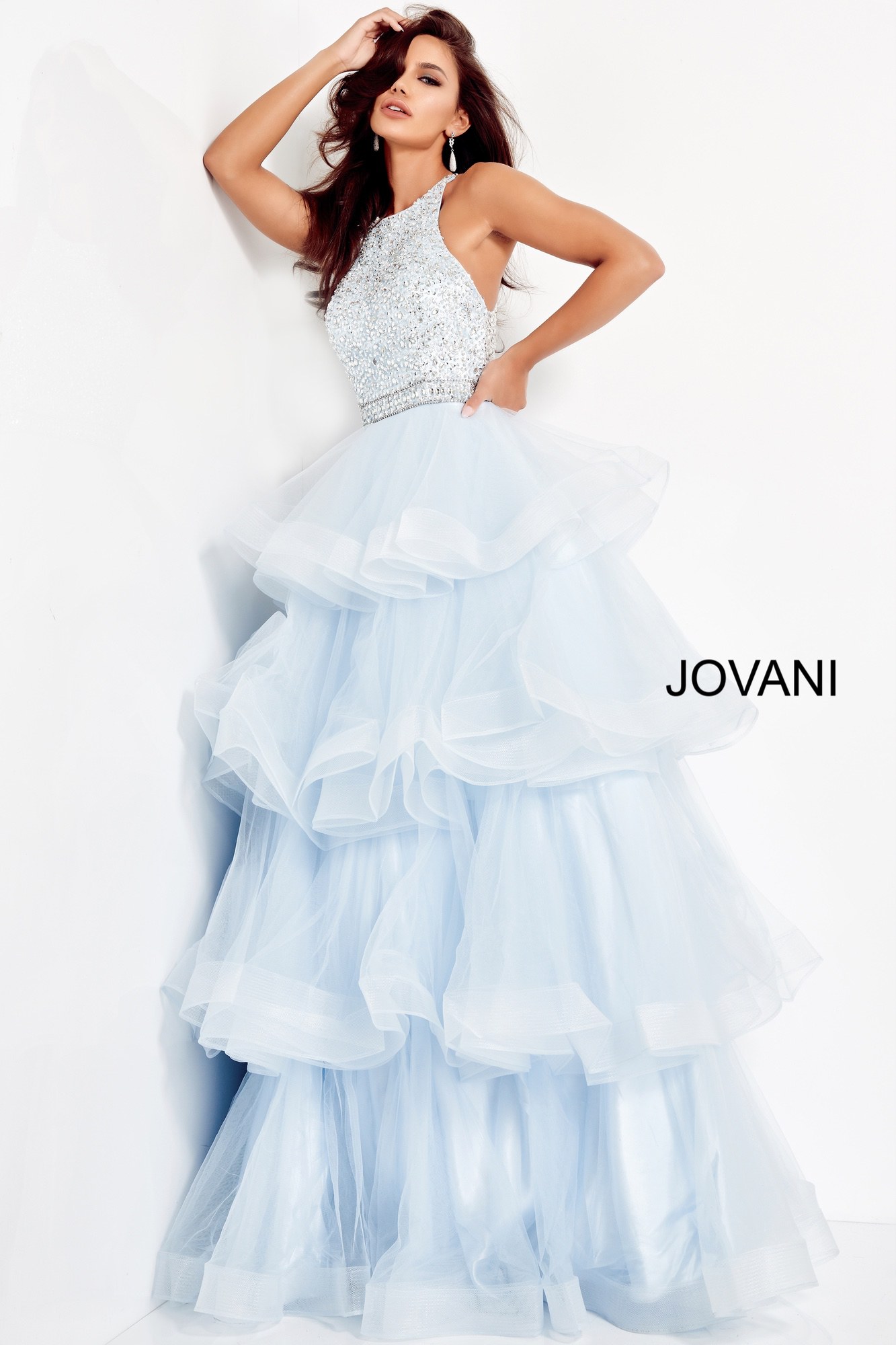 Jovani 00461 Light Blue Embellished Bodice Prom Ballgown | Jovani