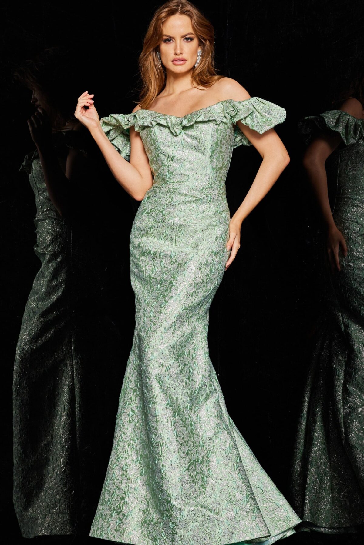 Mint Off the Shoulder Mermaid Dress 25674 - Jovani