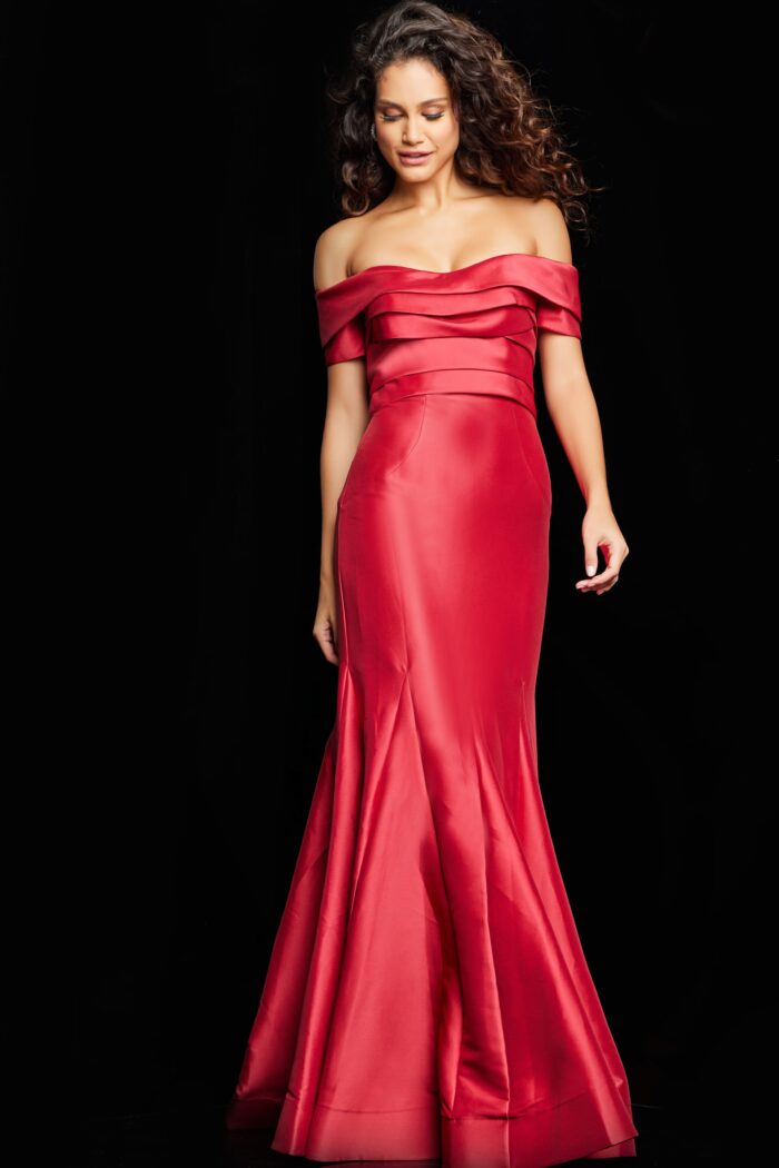 Red Off the Shoulder Mermaid Dress 26187 - Jovani