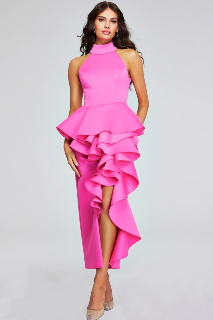 Pink High Neck Ruffle Gown 37090 - Jovani