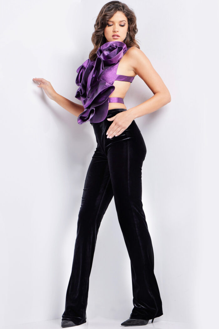 Purple and Black Two Piece Contemporary Outfit 37362 - Jovani