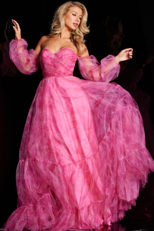 Fuchsia Ruched Sweetheart Neckline Dress 38605 | Jovani