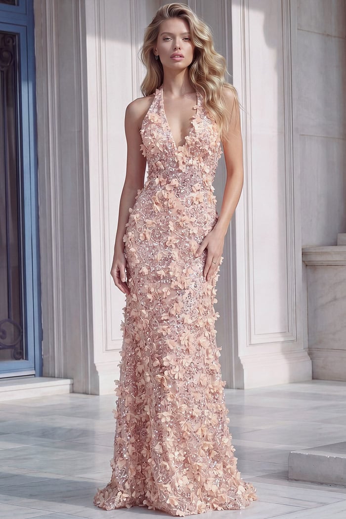 Blush 3D Floral Mermaid Gown 47354 | Jovani