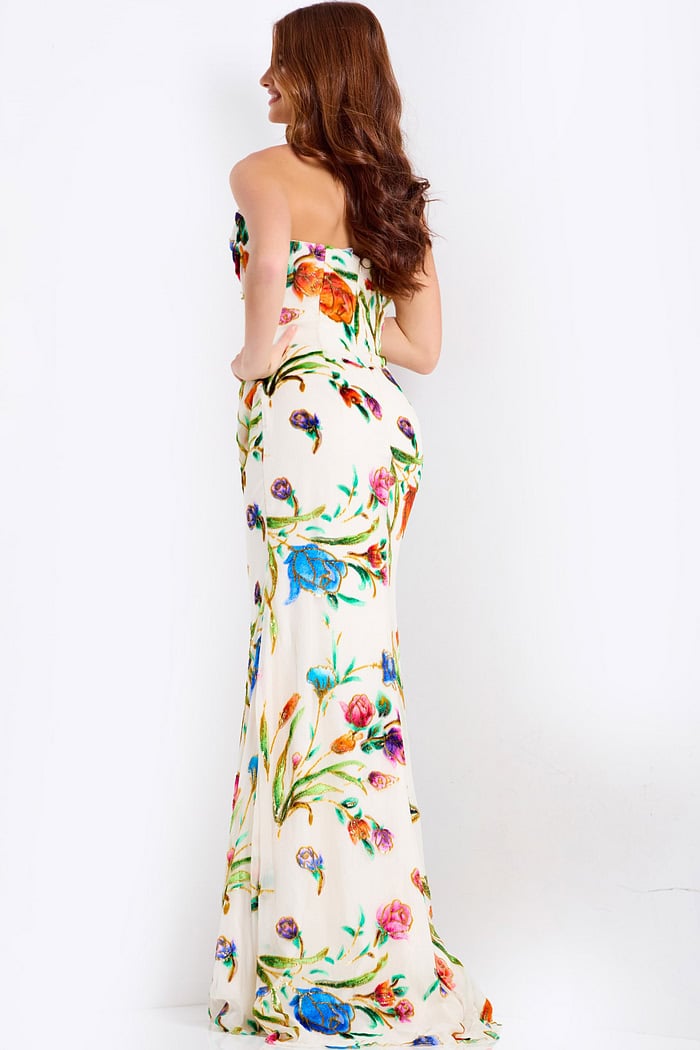 Floral Print Prom Dress With Cowl Neck 47626 | Jovani