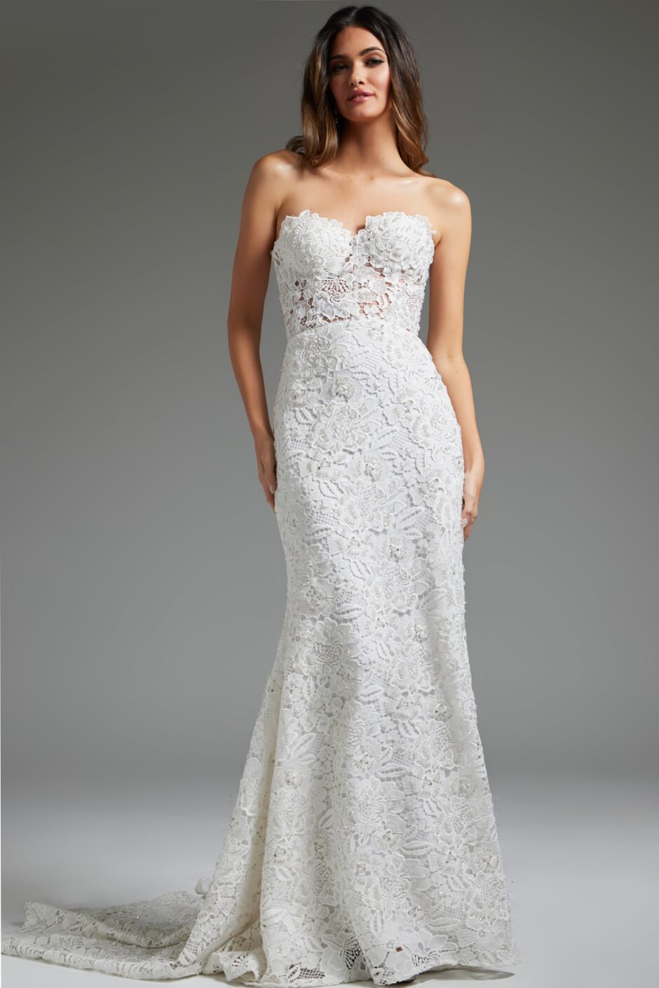 Off White Lace Strapless Bridal Dress JB39733 - Jovani