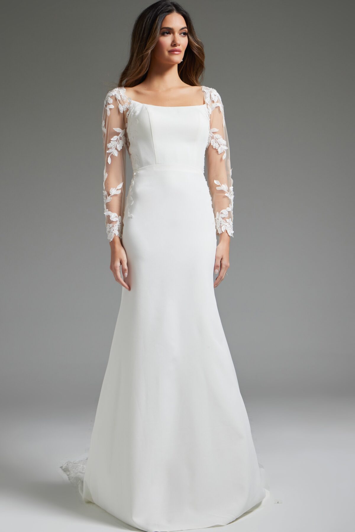 Ivory Long Sleeve Sheath Bridal Dress JB42297 - Jovani