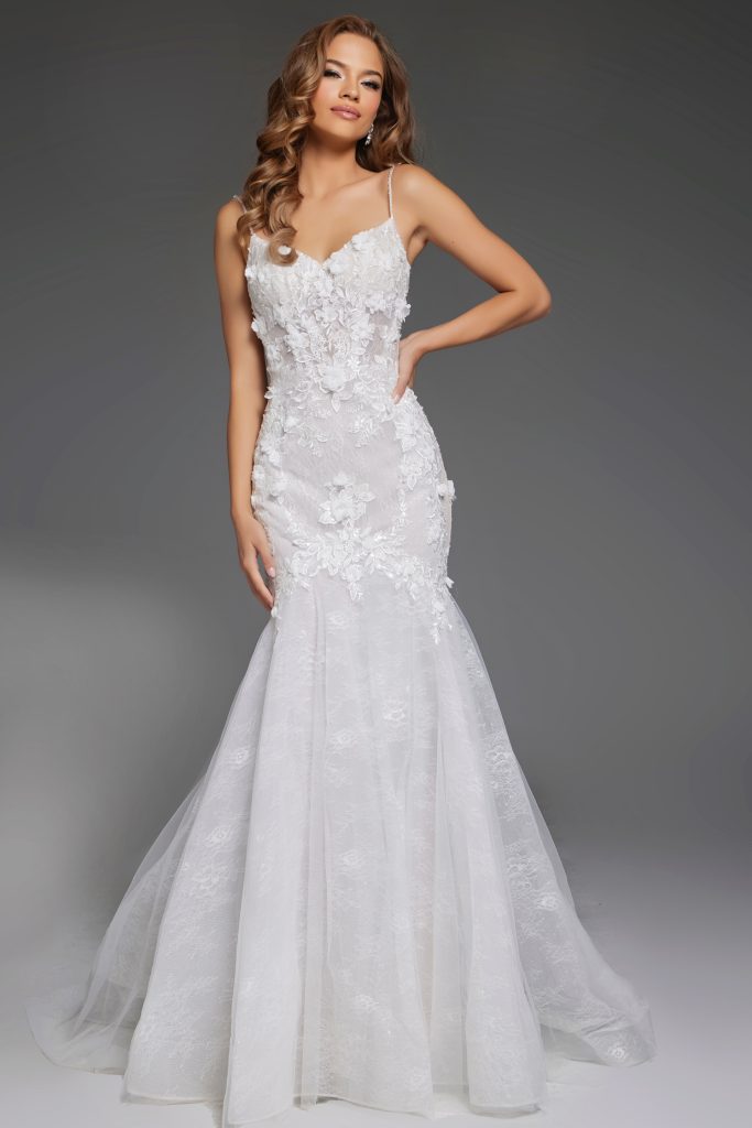 Elegant Mermaid Lace Wedding Dress with Floral Appliqué JB42484 - Jovani