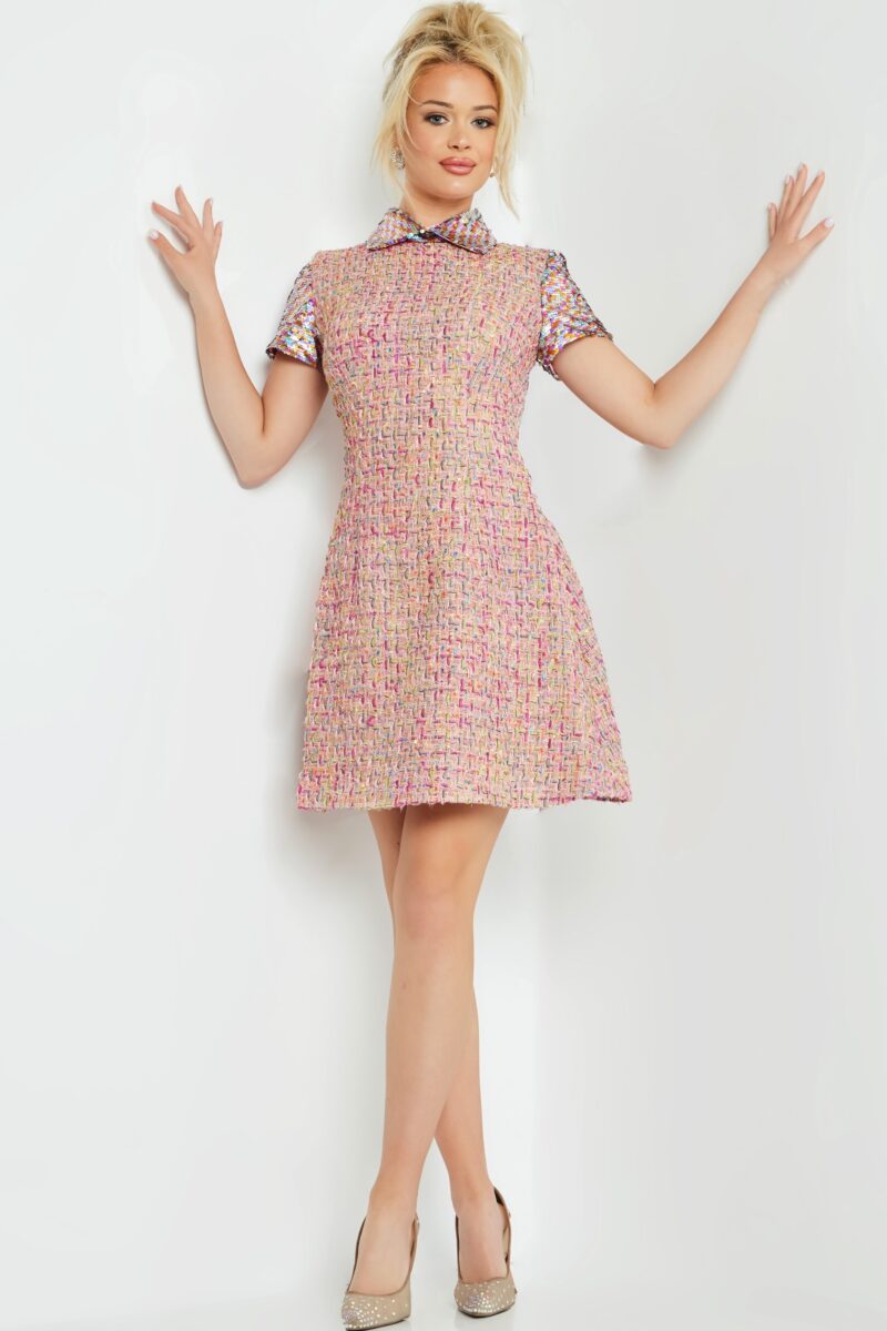 Pink Multi Beaded Short Dress M68930 - Jovani